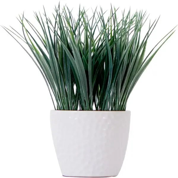 NEARLY NATURAL 9-in Artificial Grass Plant With Decorative Planter - Green