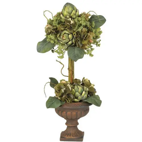 NEARLY NATURAL Artichoke Topiary Artificial Flower Arrangement - Green