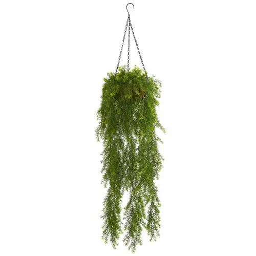NEARLY NATURAL 3-ft Willow Artificial Plant Hanging Basket - Green
