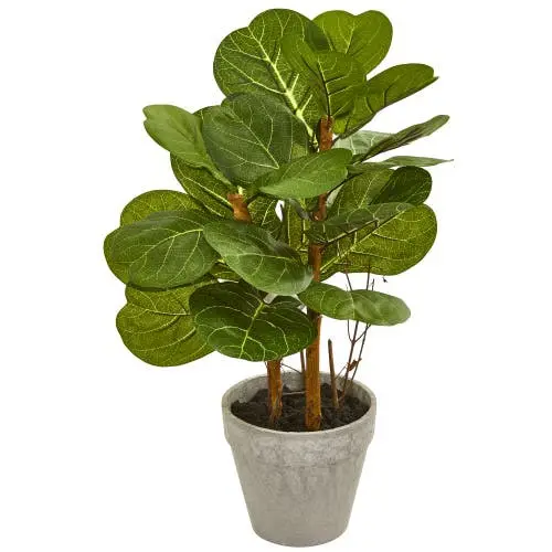 NEARLY NATURAL 22-in Fiddle Leaf Artificial Plant - Green