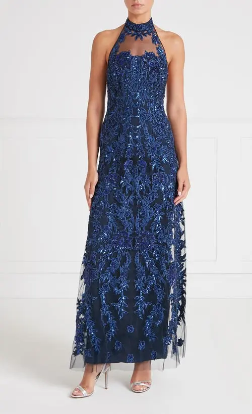 TEMPERLEY LONDON Genevieve Halter Gown - Midnight