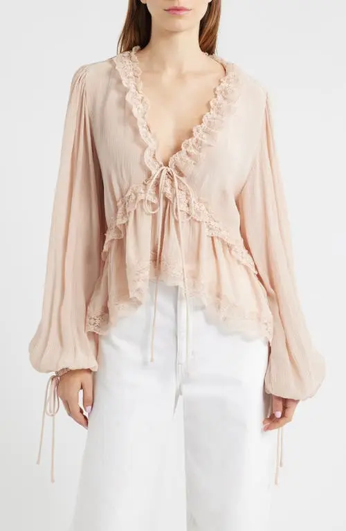 Mango Glicine Lace Trim Top