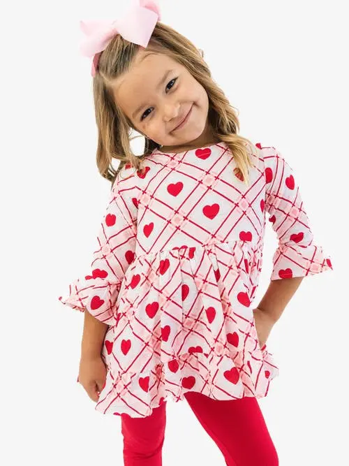 RUFFLEBUTTS Cotton Gauze High-low Ruffle Tunic