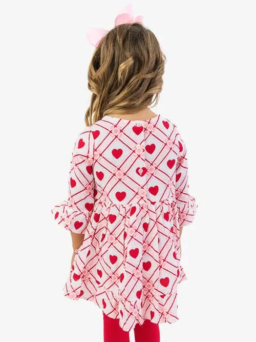 RUFFLEBUTTS Cotton Gauze High-low Ruffle Tunic