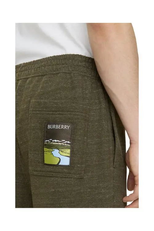 Burberry Landscape Label Cotton Jogging Pants - Thorn Green Melange