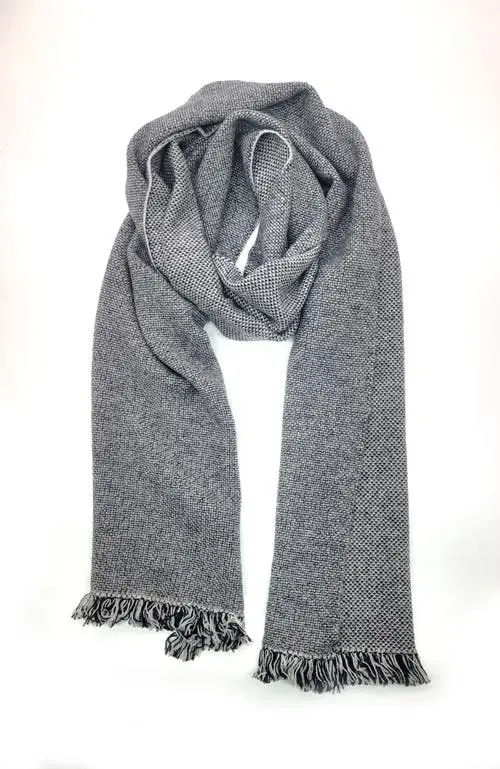 Portolano Cashmere Scarf With Fringes - Black/silver