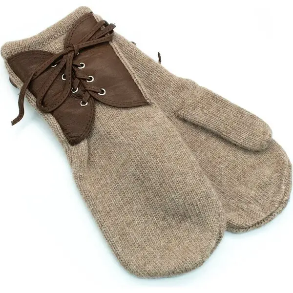 Portolano Mitten Gloves With Nappa Leather Details - Nile Brown/taupe