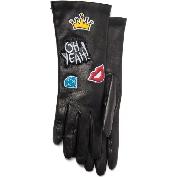 Portolano Leather Gloves With Appliqués - Black