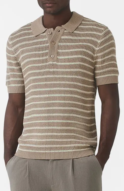 MAUVAIS Fontelina Button Placket Knit Stripe Polo