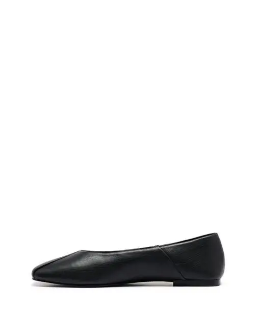 THERAPY AUSTRALIA Gaia Square Toe Flats - Black Smooth Pu
