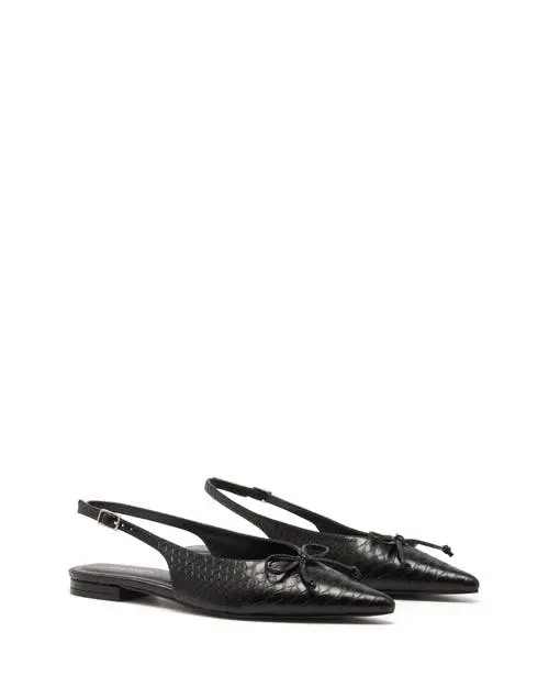 THERAPY AUSTRALIA Lavin Slingback Ballet Flats - Black Snake Pu