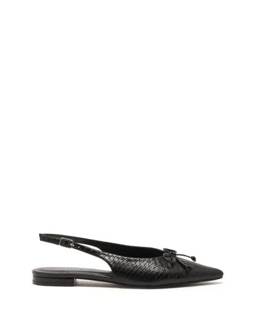THERAPY AUSTRALIA Lavin Slingback Ballet Flats - Black Snake Pu