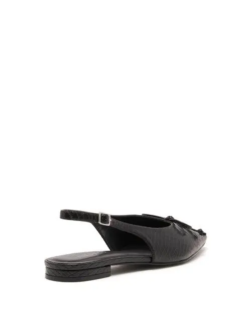 THERAPY AUSTRALIA Lavin Slingback Ballet Flats - Black Snake Pu