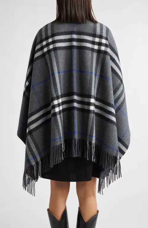 Burberry Check Double Face Cashmere & Wool Cape