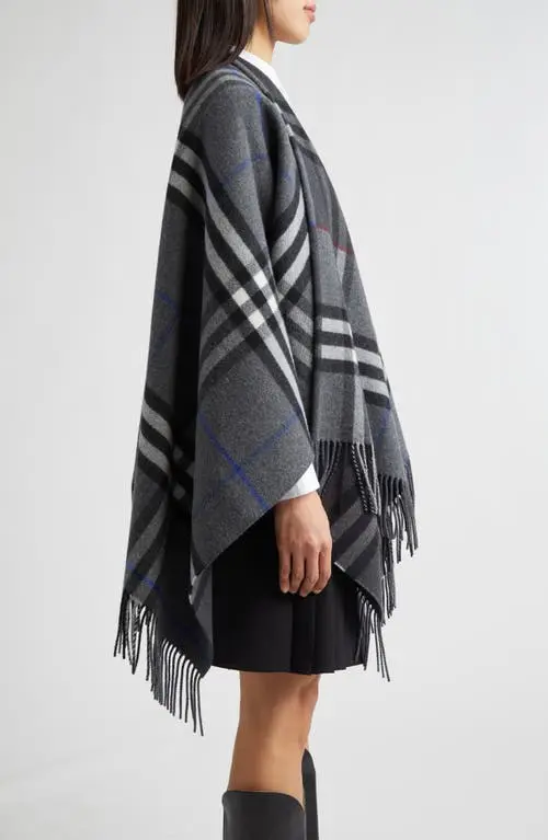 Burberry Check Double Face Cashmere & Wool Cape