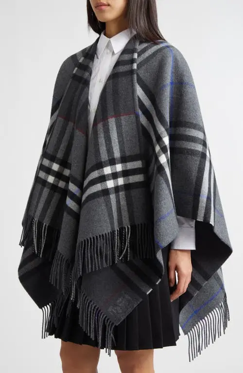 Burberry Check Double Face Cashmere & Wool Cape