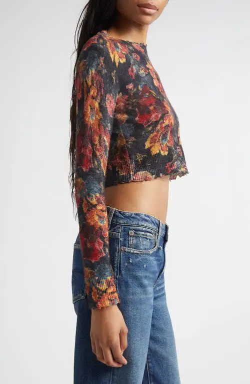 R13 Floral Cashmere Crop Sweater