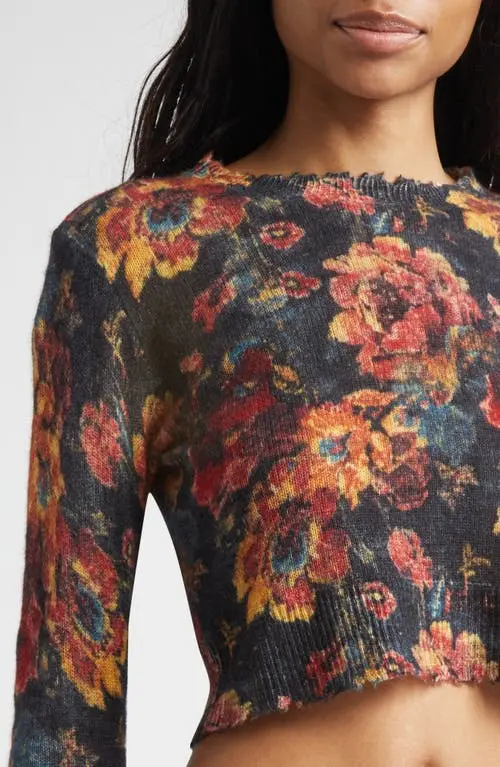 R13 Floral Cashmere Crop Sweater