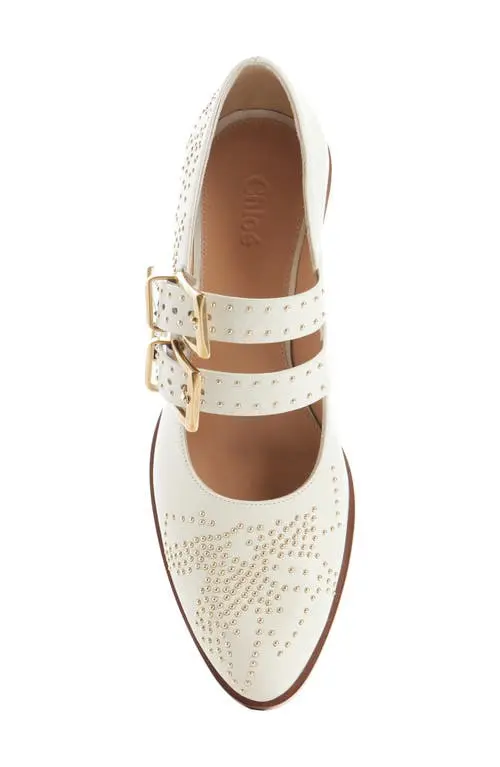 Chloé Susan Studded Mary Jane Pumps - Eggshell