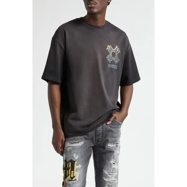 Amiri Ma Quad Flames Oversize Cotton Graphic T-shirt