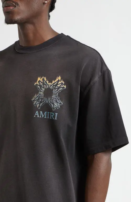 Amiri Ma Quad Flames Oversize Cotton Graphic T-shirt