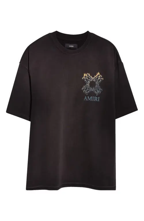 Amiri Ma Quad Flames Oversize Cotton Graphic T-shirt