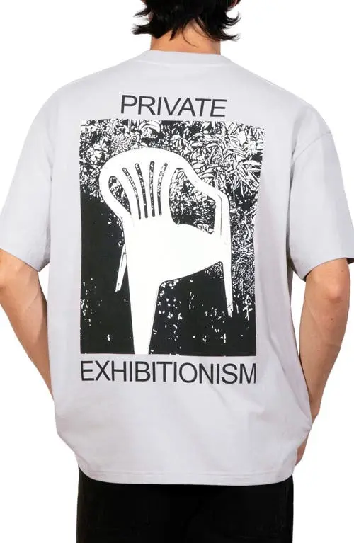 PLEASURES Exhibtion Graphic Print Cotton T-shirt - Silver
