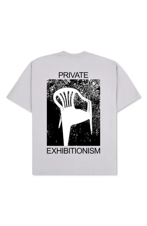 PLEASURES Exhibtion Graphic Print Cotton T-shirt - Silver