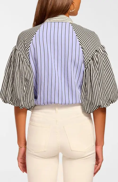 Ramy Brook Colorblock Stripe Puff Sleeve Top