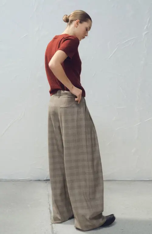 Mango Natalie Plaid Wide-leg Trousers