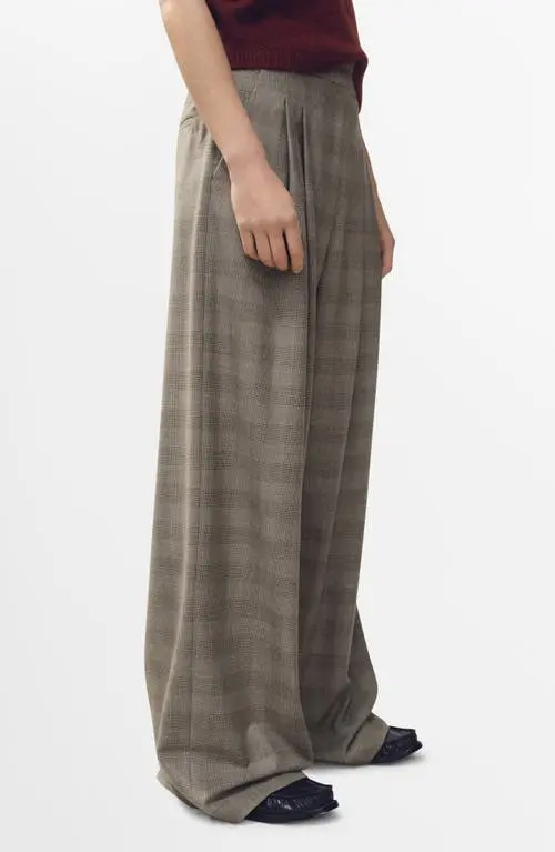 Mango Natalie Plaid Wide-leg Trousers