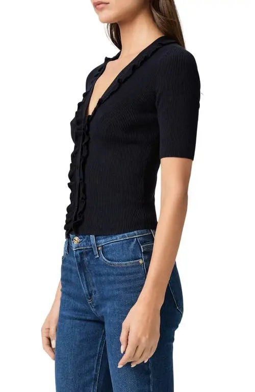 Paige Demetra Ruffle Rib Short Sleeve Cardigan - Deep Navy