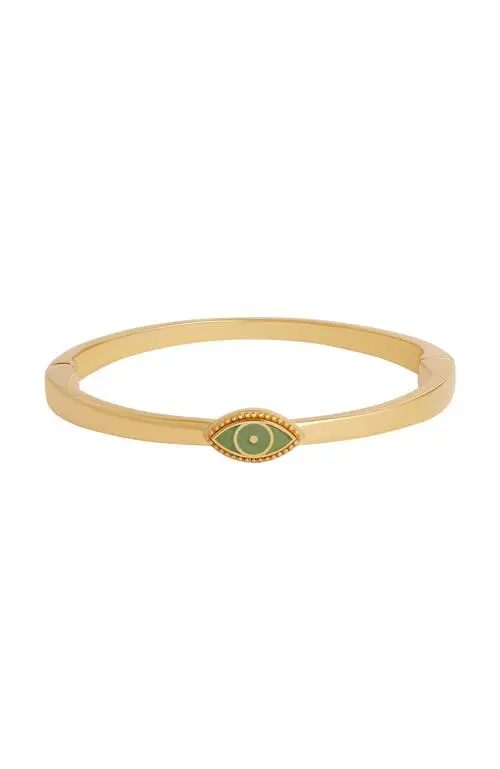 KARMA AND LUCK Guardian Glow Jade Evil Eye Bangle - Gold/green