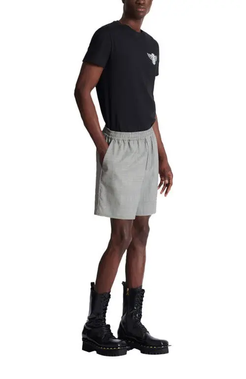 Balmain Relaxed Fit Prince Of Wales Satin Shorts - Black