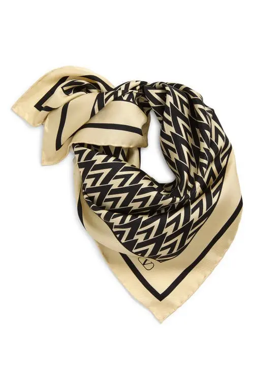 Valentino Garavani Toute La V Silk Square Scarf - Cream/black