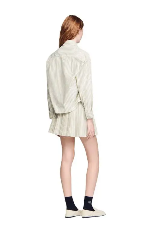 Sandro Striped Rhinestone Embellished Shirt - Ecru