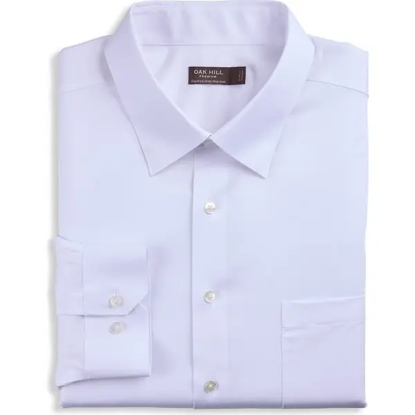 OAK HILL PREMIUM BY DXL Big & Tall Stretch Pinpoint Dress Shirt - White