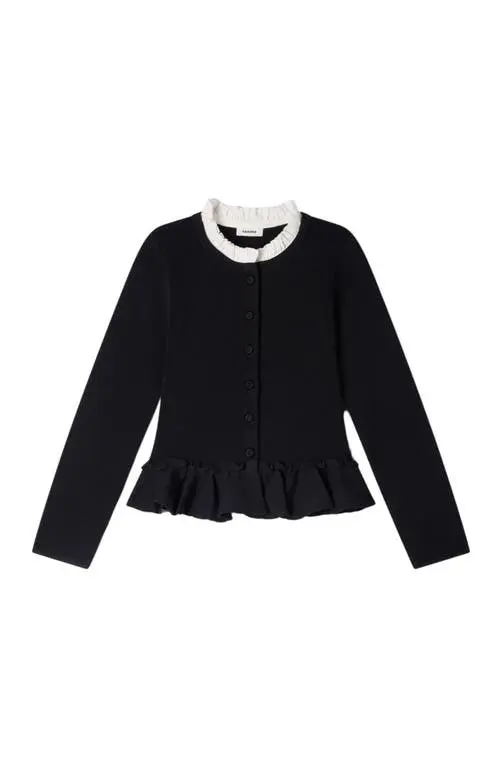 Sandro Peplum Cardigan With Detachable Collar