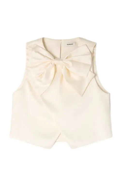 Sandro Satin Bow Crop Top