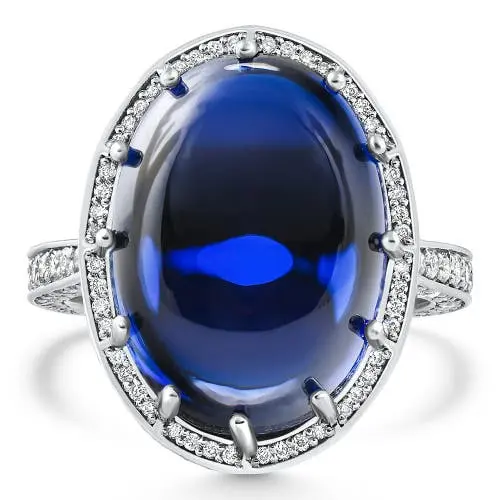 BLISS DIAMOND 22.70ct Ceylon Star Sapphire Diamond Ring 14k Gold - 14k White Gold