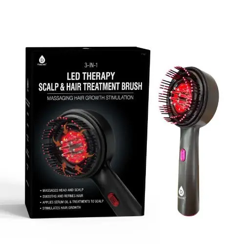 PURSONIC 3-in-1 Light Therapy Scalp & Hair Growth Brush Stimulate Growth, Boost Volume - Black