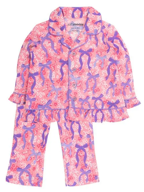 RUFFLEBUTTS Ruffle Flare Pajama Set - Bow Besties