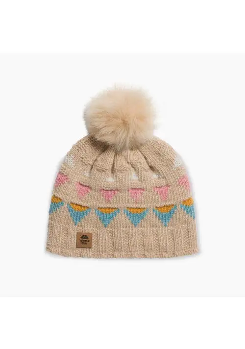 Turtle Fur Moonglade Patterned Lambswool Beanie - Oat