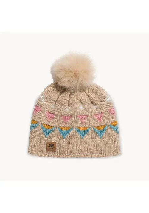 Turtle Fur Moonglade Patterned Lambswool Beanie - Oat