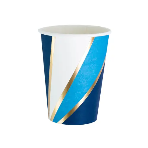 JOLLITY & CO The Markle Blue And Gold 12 Oz Paper Cups - Assorted Pre-pack