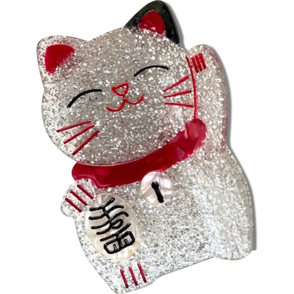 SOLAR ECLIPSE Lucky Cat Claw Clip - Silver