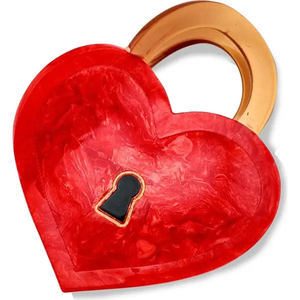 SOLAR ECLIPSE Padlock Heart Claw Clip - Red