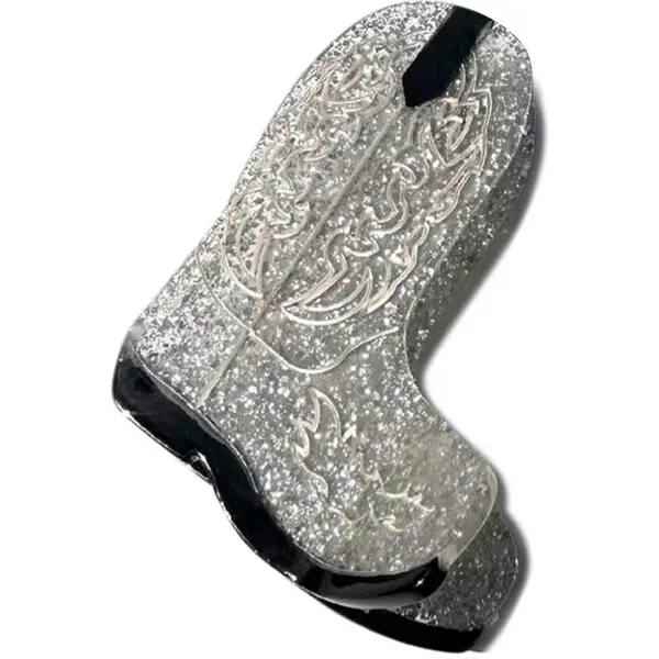 SOLAR ECLIPSE Cowboy Boot Hair Claw Clip - Silver Glitter