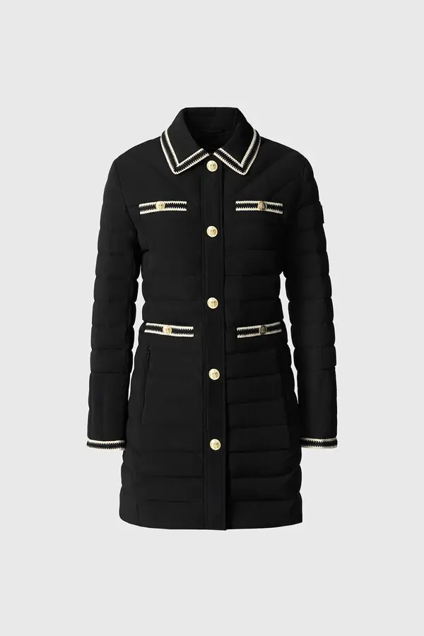 Mackage Precious Long Down Coat With Crochet Detailing - Black