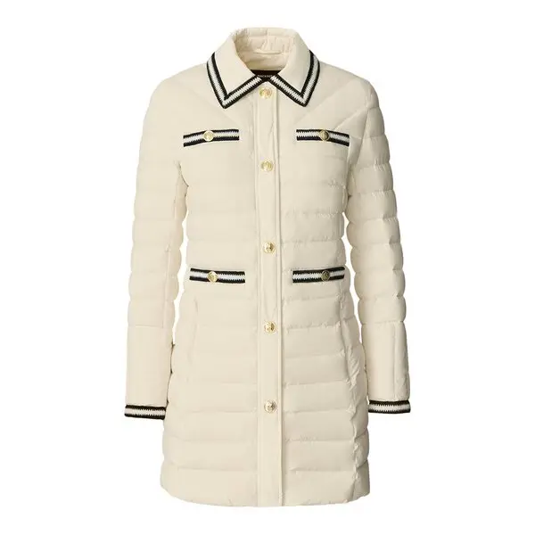 Mackage Precious Long Down Coat With Crochet Detailing - Cream